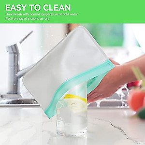 Reusable Food Storage Bags, 16 Pack Reusable Sandwich Bags BPA Free Reusable Freezer Bags, Leakproof Reusable Bags Silicone for Lunch Meat Fruit Veggies Snacks (10 Stand-Up bags+6 Flat bags)