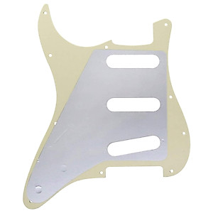 BexGears 11 Hole SSS Electric Guitar Pickguard Backplate with Screws for Guitar Parts (4Ply Aged Pearl)