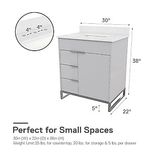 CosmoLiving by Cosmopolitan Leona Bathroom Vanity, 30", Gray