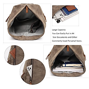 KL928 PU Leather Vintage Backpack – Large Casual Daypack Outdoor Travel Rucksack Hiking Backpacks for Men Women