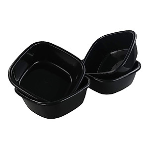 Kekow 4-Pack Small Wash Basin Pan, 8 Quart Black Dish Pan