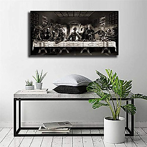 The Last Supper,Dark Evil Horror Spooky Creepy,Halloween,Wall Art Home Wall Decorations for Bedroom Living Room Oil Paintings IFUNEW Canvas Prints-1157 (Unframed,16x32inch)