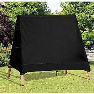 HEPOVER Outdoor Swing Cover A-Frame 420D Waterproof Patio Porch Swing Covers 72x67x55 UV Resistant Weather Protector Patio Furniture Cover for Garden Porch Hammock Swings