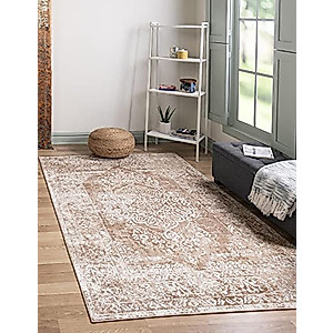 Unique Loom Oxford Collection Area Rug - Bodleian (6' x 9' Rectangle, Beige/Ivory)