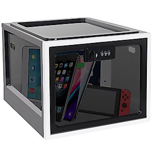 Gemaxvoled 2 Pack Medicine Lock Box, Large Capacity Premium Material Lockable Storage Bin Organizer Box for Safe Medication/Fridge Food/Snacks/Phone/Tablet Jail(Black)