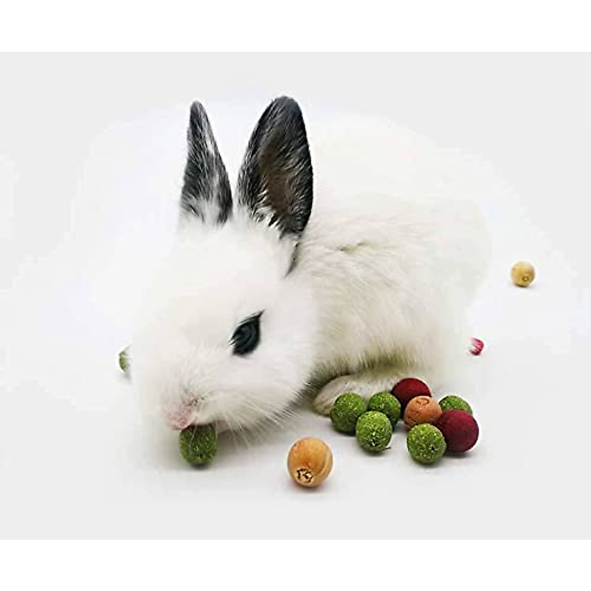 Rabbit Chew Toys, Small Animal Treats Include Fruit and Vegetable Balls, All Natural Baking Treats with Lucerne, Dandelion, Apple and Timothy Hay Ball for Guinea Pig, Hamster and Other Small Animals