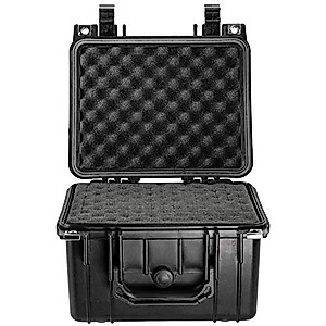 Eylar Small 10.62" Deep Gear, Equipment, Hard Camera Case Waterproof with Foam (Black) TSA Standards