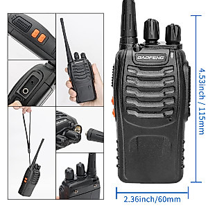 Walkie Talkies Long Range for Adults Rechargeable walkie Talkie Baofeng 2 Way Radio with Air Acoustic Tube Earpiece UHF Handheld Transceiver Walky Talky with Flashlight Battery USB Charger(4 Pack)