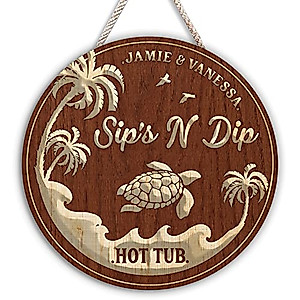 Hyturtle Custom Hot Tub Wooden Sign 8' 12' 18', Personalized Hot Tub Sign, Hot Tub Decor, Jacuzzi Signs, Custom, Pool Sign, Lake Sign, Custom Hot Tub Sign, Turtle Sign.
