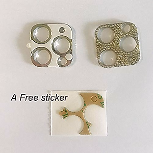 GSRYPC 2 Pack Glitter Camera Lens Cover Protector for iPhone 11/iPhone 12 Mini,Metal Bling Diamond Camera Lens Cover Sticker Protector (iPhone 11/iPhone 12 Mini -Rose Gold)