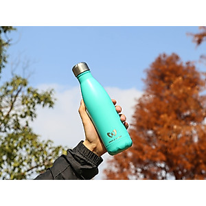 SIMPLE FLASK Stainless Steel Water Bottle, 17oz, 25oz, Vacuum Insulated, Leak-Proof, BPA-Free, No Sweating, Keeps Cold for 24 Hrs, Hot for 12 Hrs, Modern Tumbler Hydro Metal Mug (Teal, 17 oz)
