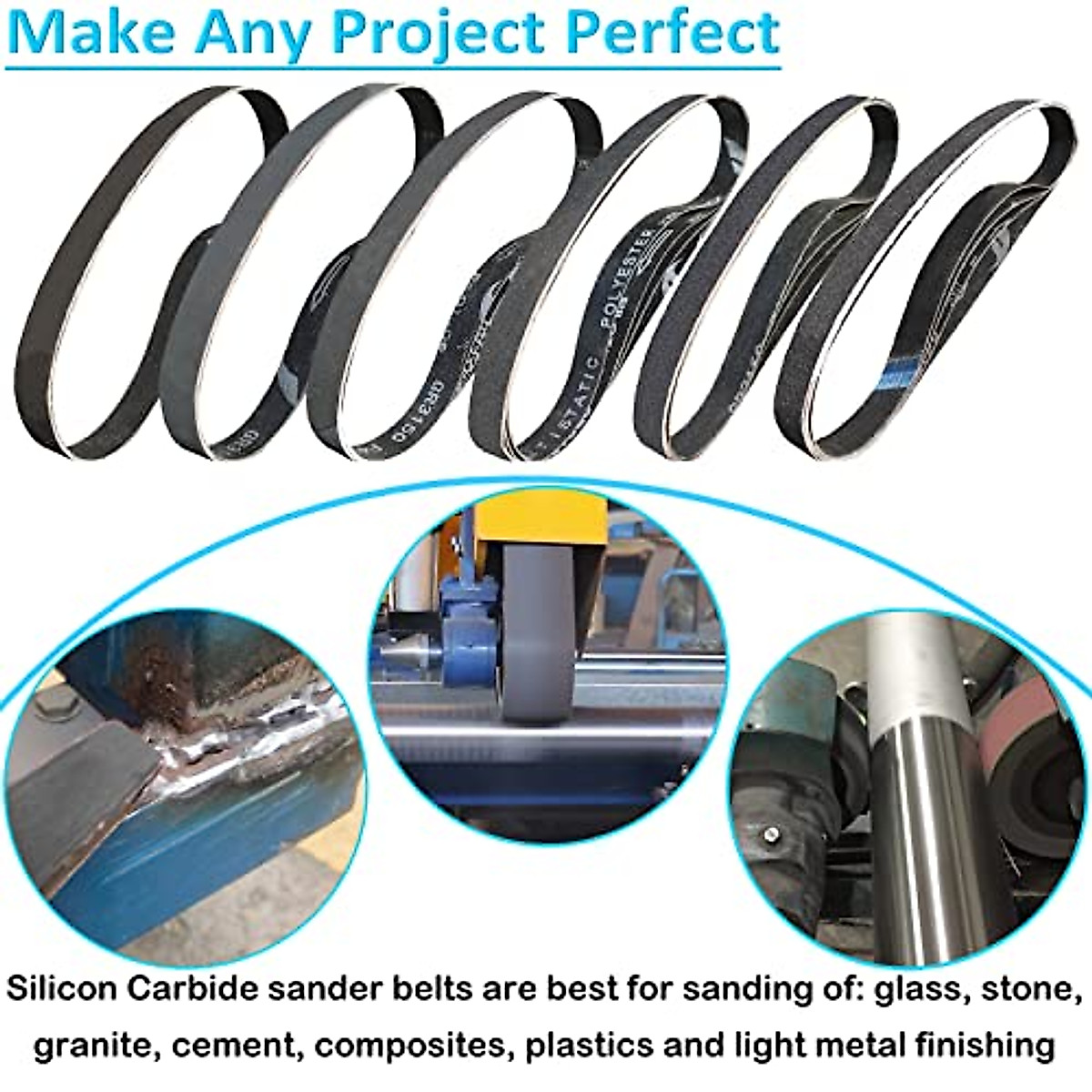 Sackorange 24 Pack 1 x 30 Inch High Performance Silicon Carbide Sanding Belts - 4 Pcs Each of 120 240 400 600 800 and 1000 Grits Premium Knife Sharpening Sanding Belts