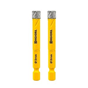 HIGHDRIL Dry Diamond Drill Bits,2pcs 8mm 5/16" with Hex-Shank Diamond-Hole-Saw for Granite Marble Porcelain Ceramic-Tile Drill Bits