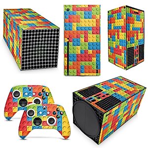 GNG Building Block Skins Compatible with Xbox Series X Console Decal Vinal Sticker + 2 Controller Set