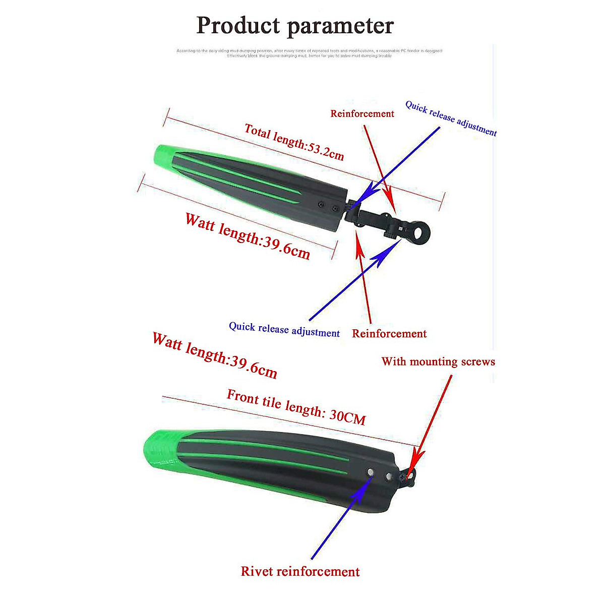Bike Mudguard Bicycle Fender E-Bike Fender Mountain Bike Adjustable Quick Release Suitable for 20
