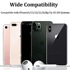 Earbuds Wired with Lightning Connector, [MFi Certified] iPhone Headphones Wired Earphones (Built-in Microphone & Volume Control), Compatible with iPhone14/13/12/11/X/8p/7p-All iOS Systems