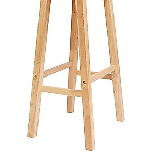 PJ Wood Classic Saddle Seat 29 Inch Tall Kitchen Counter Bar Stool for Homes, Dining Spaces, and Bars with Backless Seat, Natural