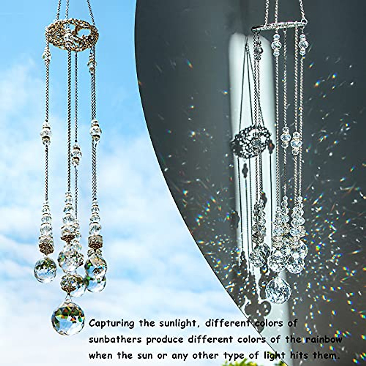 H&D HYALINE & DORA Crystals Ball Prisms Suncatcher Tree of Life Hanging Ornament Rainbow Maker for Home,Garden Fengshui Decoration