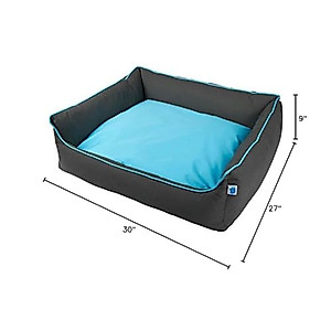Totally Pooched Explore Bolster Dog Bed with EVERFRESH Probiotic Technology for Natural, Non-Toxic Odor Control- Blue, Large