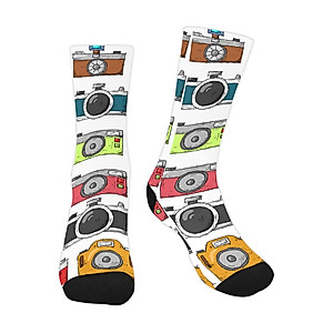 Women's & Men's Socks With Camera Vintage Retro Pattern on Them Cool Novelty Design For Work, Gym, Fitness, Sports, Traveling, Playing