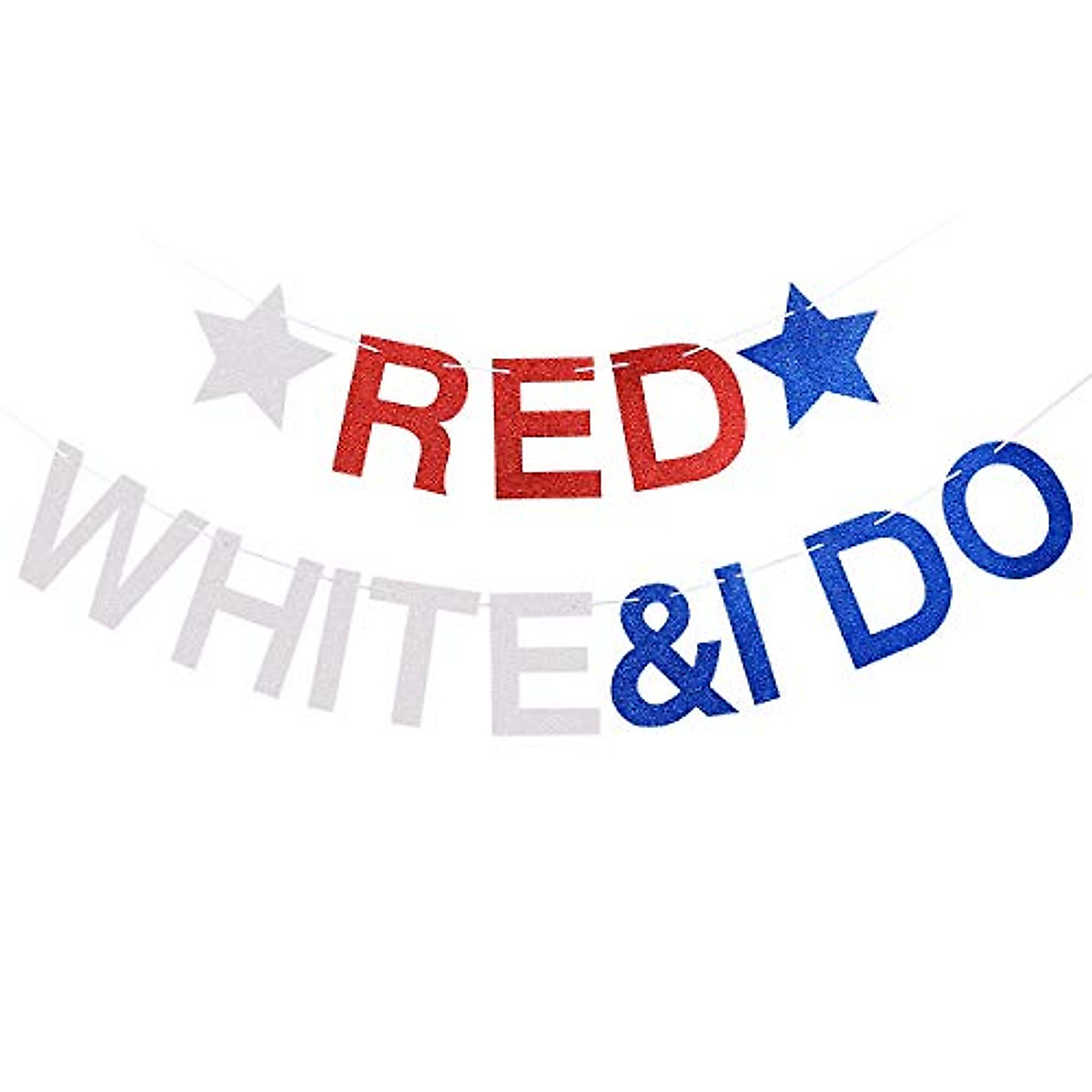 Red White and I Do Banner Red & White & Blue Glitter- Red White and I Do Decorations, 4th of July Bachelorette Wedding Decorations, 4th of July Bachelorette Banner