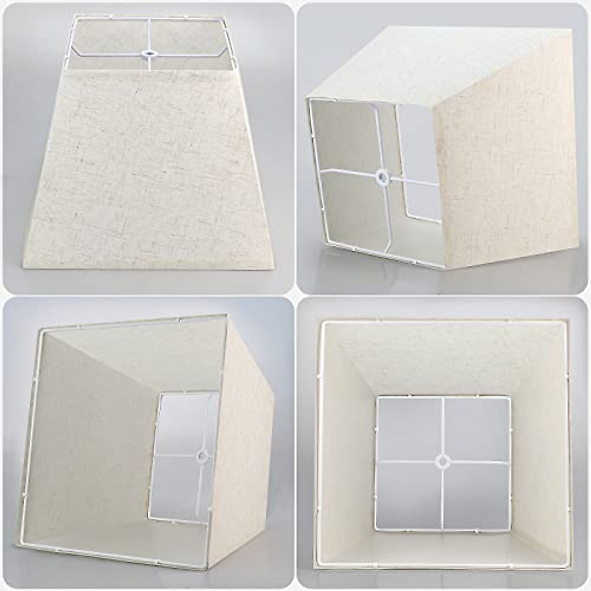 Lamp shades Set of 2, Drum Fabric Lamp Shades for Table Lamps and Floor Lights, Lampshades (Spider Fitter): 7.9" Top x 12" Bottom x 9.5" High, Lampshades Natural Linen Hand Crafted