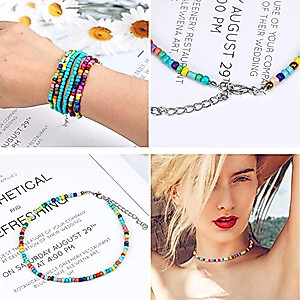 ONESING 12 Pcs Beaded Necklace Women Bohemian Necklaces for Teen Choker Necklace for Women Beaded Choker Necklace Cute Things for Teen Beach Necklaces Seed Bead Necklace