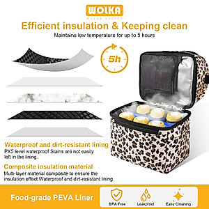Breastmilk Cooler Bag - Cooler Bag for Nursing Moms Multi-Function, Insulated Baby Bottle Cooler Tote Bag with Double Compartments - Fits 6 Baby Bottles Up to 9 Ounce - Beige Leopard