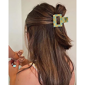 Airsky 6 Pack Checkered Hair Claw Clips, Square Medium Hair Clips, 2 x 2 x 1.1 in, One Size Fits All, Non-Slip Design for Women Girls Long Short Thin Hair