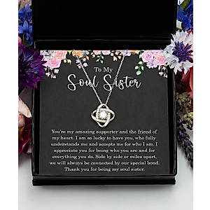 Soul Sister Gifts For Women, Necklace For Best Friend, Sister in Law, BFF, Unbiological Sister, Bestie, Unique Friendship Birthday Present Sentimental Jewelry, Long Distance, Crystal, Cubic Zirconia