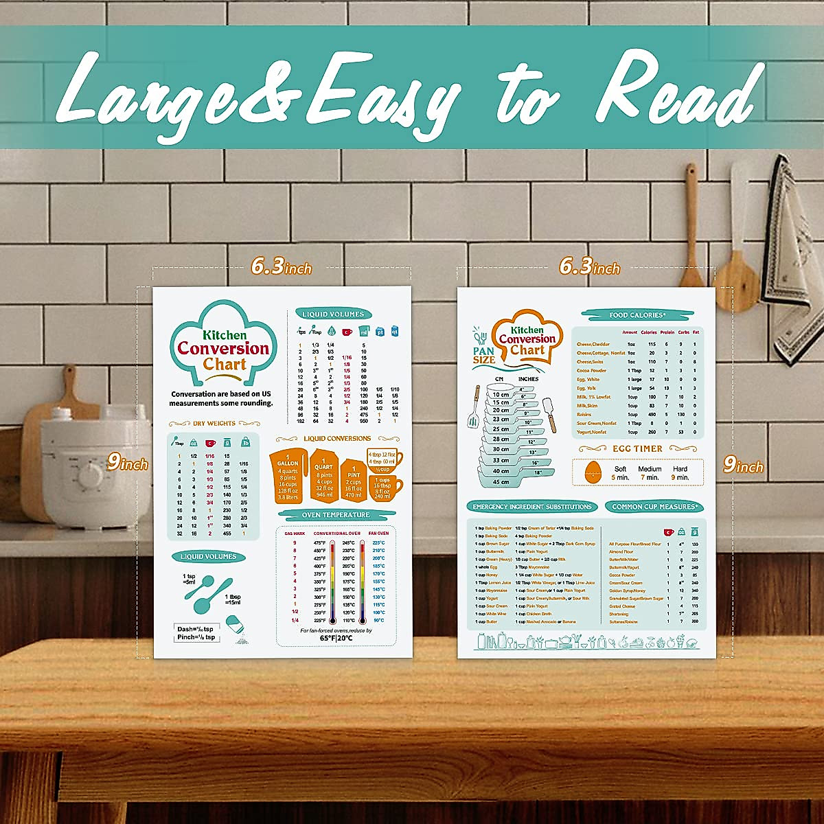 Kitchen Conversion Chart Magnet Cooking Measurement Refrigerator Magnet Thickened Double-sided Flip for Cooking Baking Tool Cookbook Accessories, White