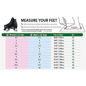 Ugboiu Roller Skates for Men and Women, Black Derby Roller Skates with 4 Shiny Wheel, Classic Double-Row Roller Skates for Indoor and Outdoor