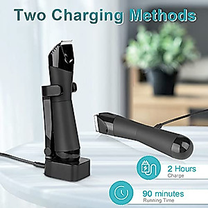 Groin Hair Trimmer for Men, 2 in 1 Body Hair Trimmer with LED Light Cordless Electric Razor for Balls- IPX7 Waterproof Wet/Dry Use No Pulls, No Cuts Body Grommer