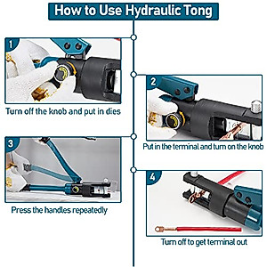 Spurgehom 16 Ton Hydraulic Crimping Tool 9 AWG to 600MCM Battery Cable Crimper Hydraulic Crimpers Wire Terminal Crimping Tool Home Lugs Crimper with 13 Pairs Dies & Gloves