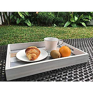 Rustic Wooden Serving Tray for Ottoman and Coffee Table Lap Tray (16.3L x 12.2W x 2H in, Multicolor)