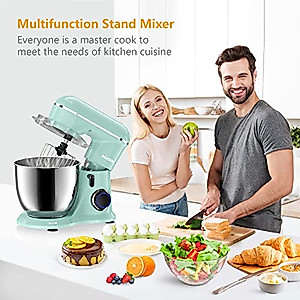 AILESSOM 3-IN-1 Electric Stand Mixer, 660W 10-Speed With Pulse Button, Attachments include 6.5QT Bowl, Dough Hook, Beater, Whisk for Most Home Cooks, Agave Green