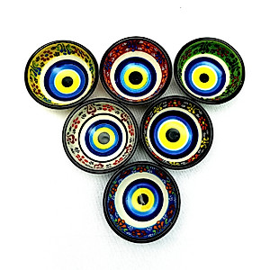Ceramic Evil Eye Bowl Handicraft Motif 6 Pieces 6 Colors