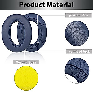 WH-XB910N Replacement Earpads Comfortable Protein Leather Ear Cushions Noise Canceling Headset Cover Earmuff Repair Parts for Sony WH-XB910N Over-Ear Wired&Wireless Headphone(Blue)