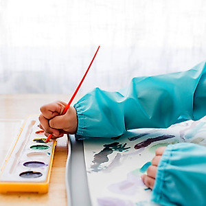 green sprouts Easy-wear Long Sleeve Bib | Waterproof Protection | Flipped Pocket, Soft Material, Easy Clean Smock