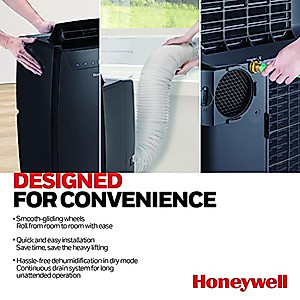 Honeywell 14,000 BTU / 53 Pint Portable Air Conditioner and Dehumidifier, Cools Rooms Up to 700 Sq. Ft, with Fan, Drain Pan, and Insulation Tape, (Black)