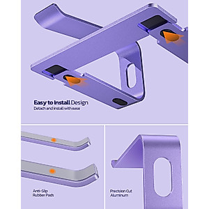 Nulaxy Ergonomic Aluminum Laptop Stand - Detachable Riser for 10-15.6' Laptops (Purple)