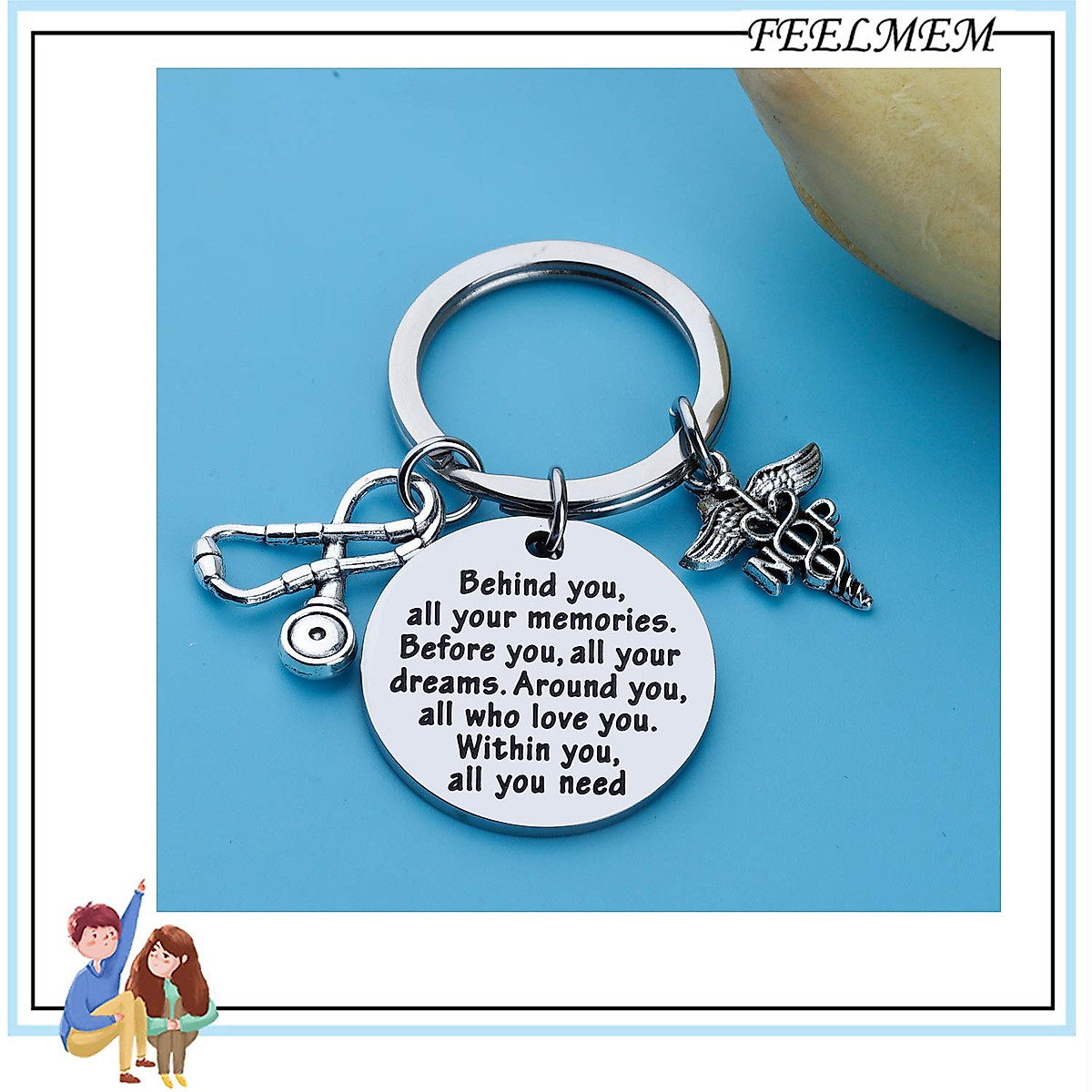 FEELMEM NP Graduation Gift NP Nurse Practitioner Gift NP Keychain Behind You All Your Memories Before You All Your Dreams Inspirational Gift for Nurse Practitioner Graduates (NP)