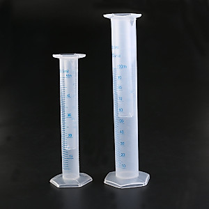 TOYMYTOY Plastic Graduated Cylinders 4 Piece Set 10ml 25ml 50ml 100ml(Transparent)