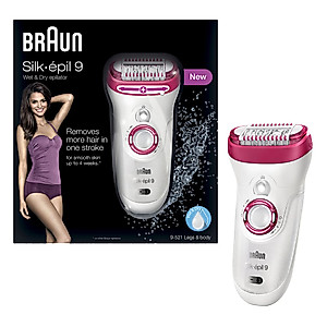 Braun Epilator Silk-epil 9 9-521, Hair Removal for Women, Wet & Dry, Cordless, and 2 Extras