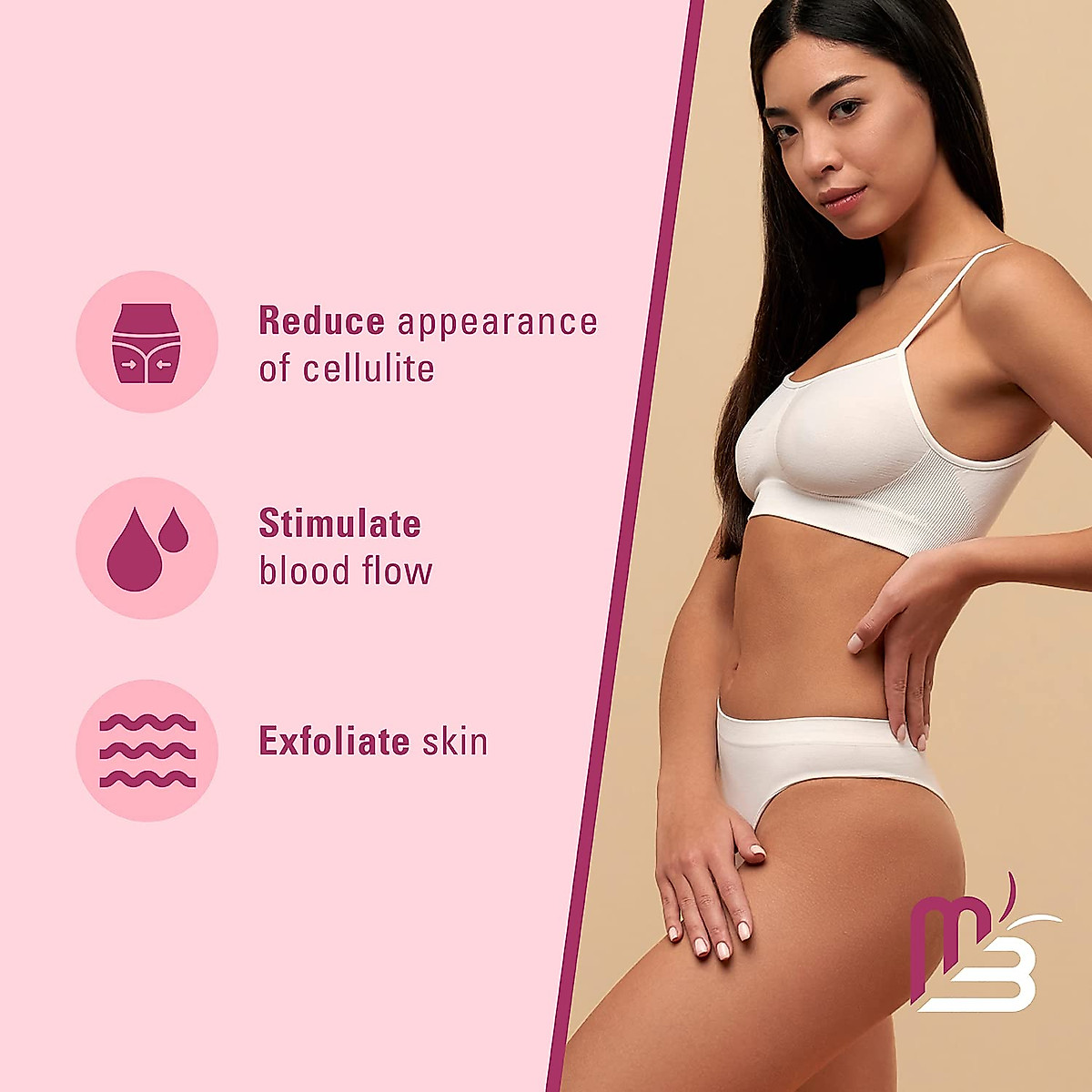 Cellulite Massager Brush | Anti Cellulite Silicone Body Scrubber - Skin Smoothing Tighten Tone Exfoliate & Firm Skin Use on Scalp Skin & Muscles | Handheld Body Scrub by M3 Naturals