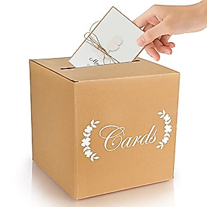 Fowecelt Kraft Card Box Wedding Favors Post Box Cardboard Card Receiving Money Box for Wedding Reception Anniversary Birthday Graduation Table Centerpiece Decorations