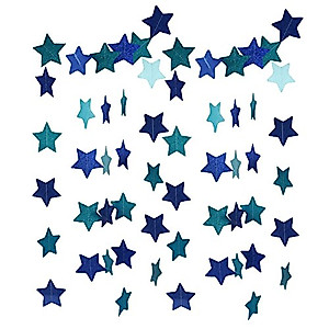 Furuix Boy Baby Shower Decorations 13pcs White Navy Blue Baby Blue Tissue Paper Pom Pom Paper Lanterns Blue Star Garland Honeycomb Ball for Birthday Decor, Bridal Shower Decor/Outer Space Party Decor