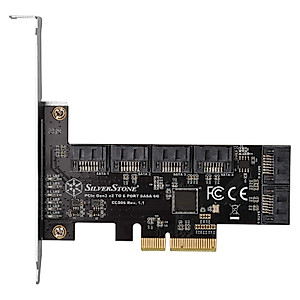 SilverStone Technology ECS06 6 Port SATA Gen3 (6Gbps) Non-RAID PCI Express Gen3 x2 Card, TAA Compliant