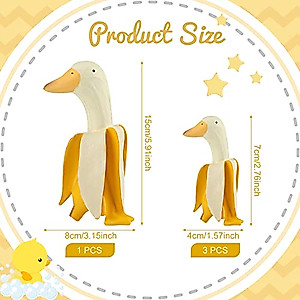 4 Pcs Banana Duck Statue Creative Resin Banana Duck Sculpture Funny Whimsical Banana Duck Yard Art for Outdoor Home Garden Lawn Patio Office Porch Cute Duck Decor Housewarming Gifts