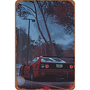 Hot Pursuit Ferrari F40 Music Poster Retro Metal tin Sign Halloween Tin Sign,Cave,Bar,Club, Home Wall Art Metal Tin Sign 8x12 inches